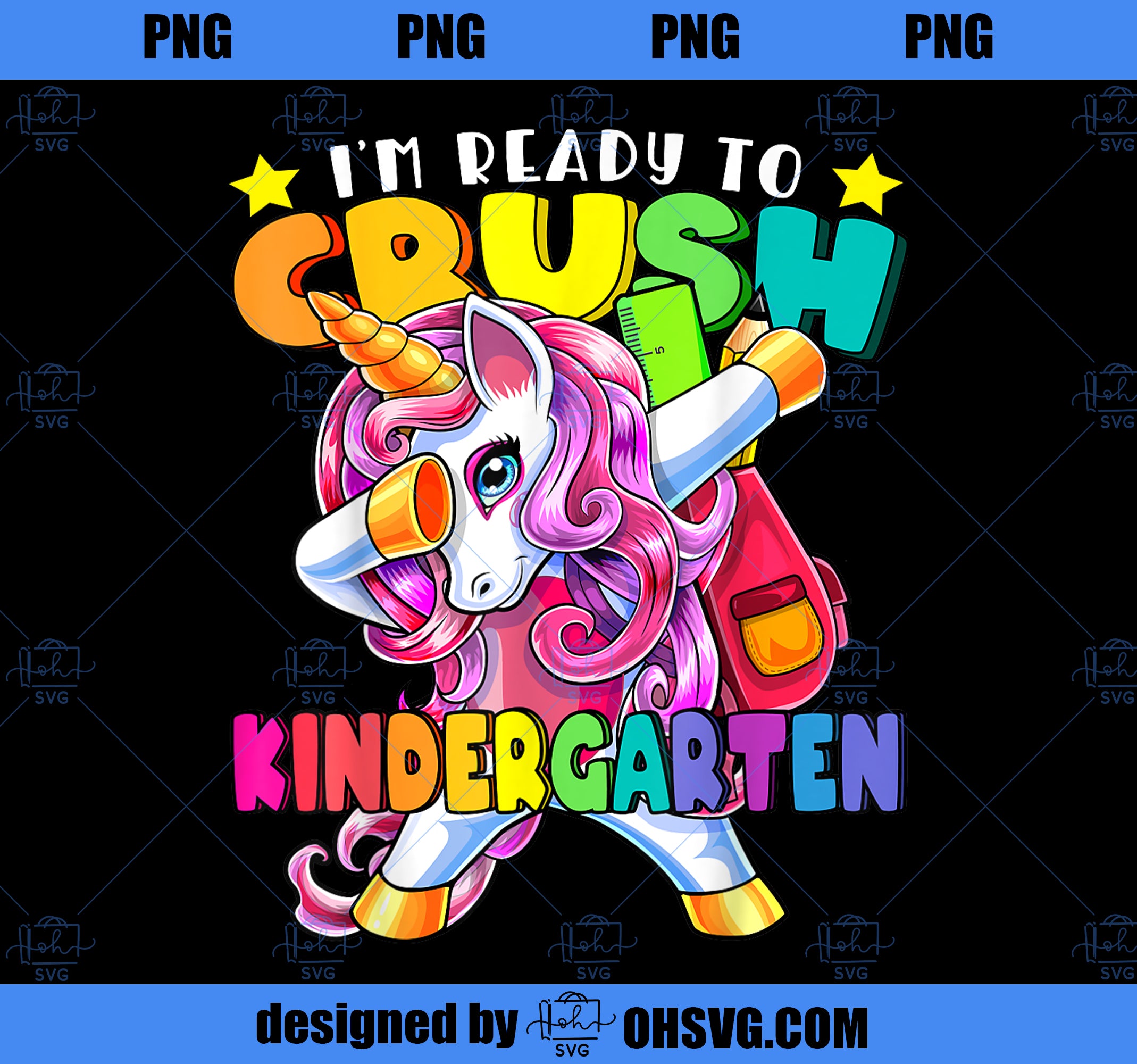 Kindergarten Dabbing Unicorn Back to School Girls Gift PNG, Magic Unic ...
