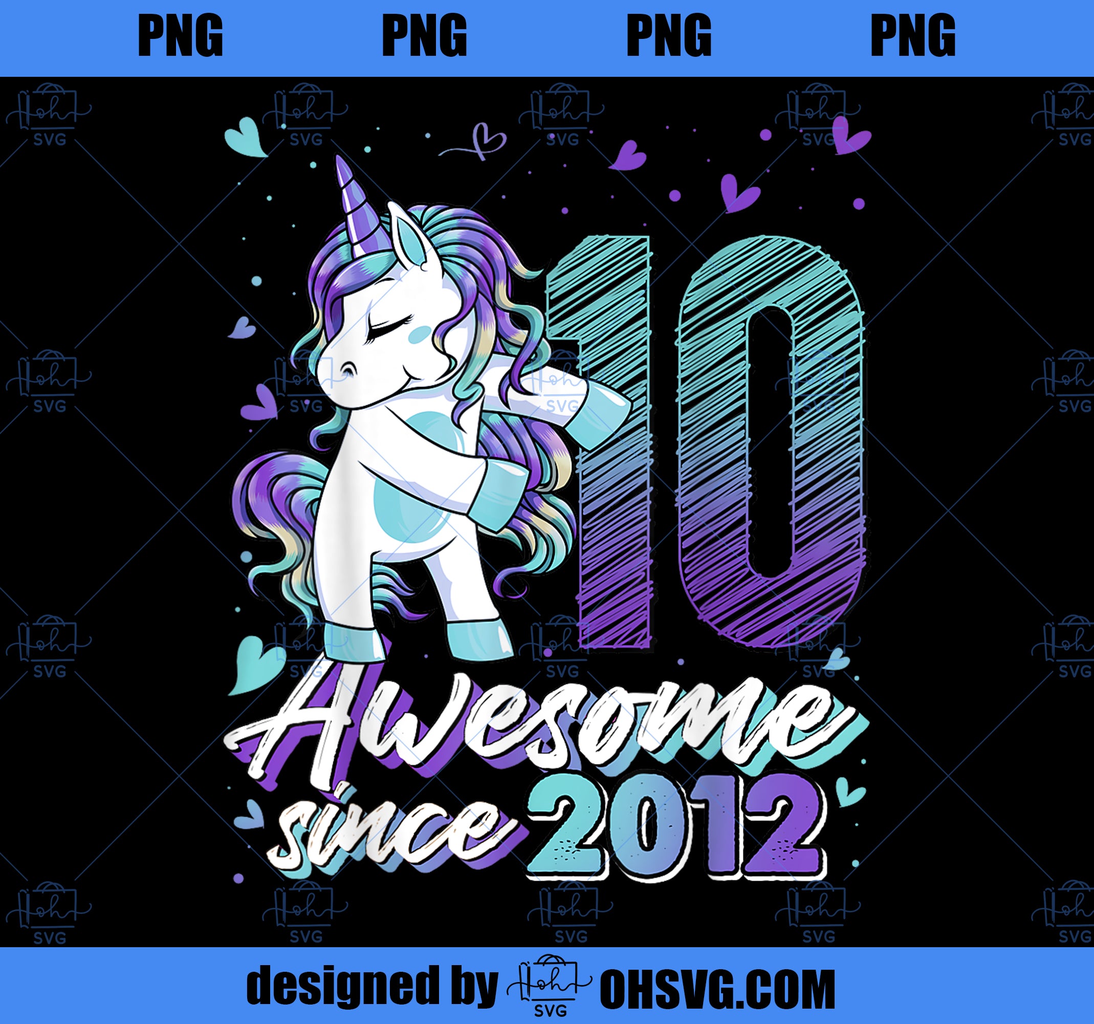 10 Years Old Gifts Unicorn Flossing 10th Birthday Unicorn PNG, Magic U ...