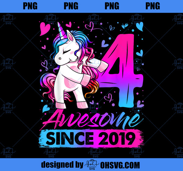 4 Years Old Flossing Unicorn Gifts 4th Birthday Girl Party 3 PNG, Magi - ohsvg