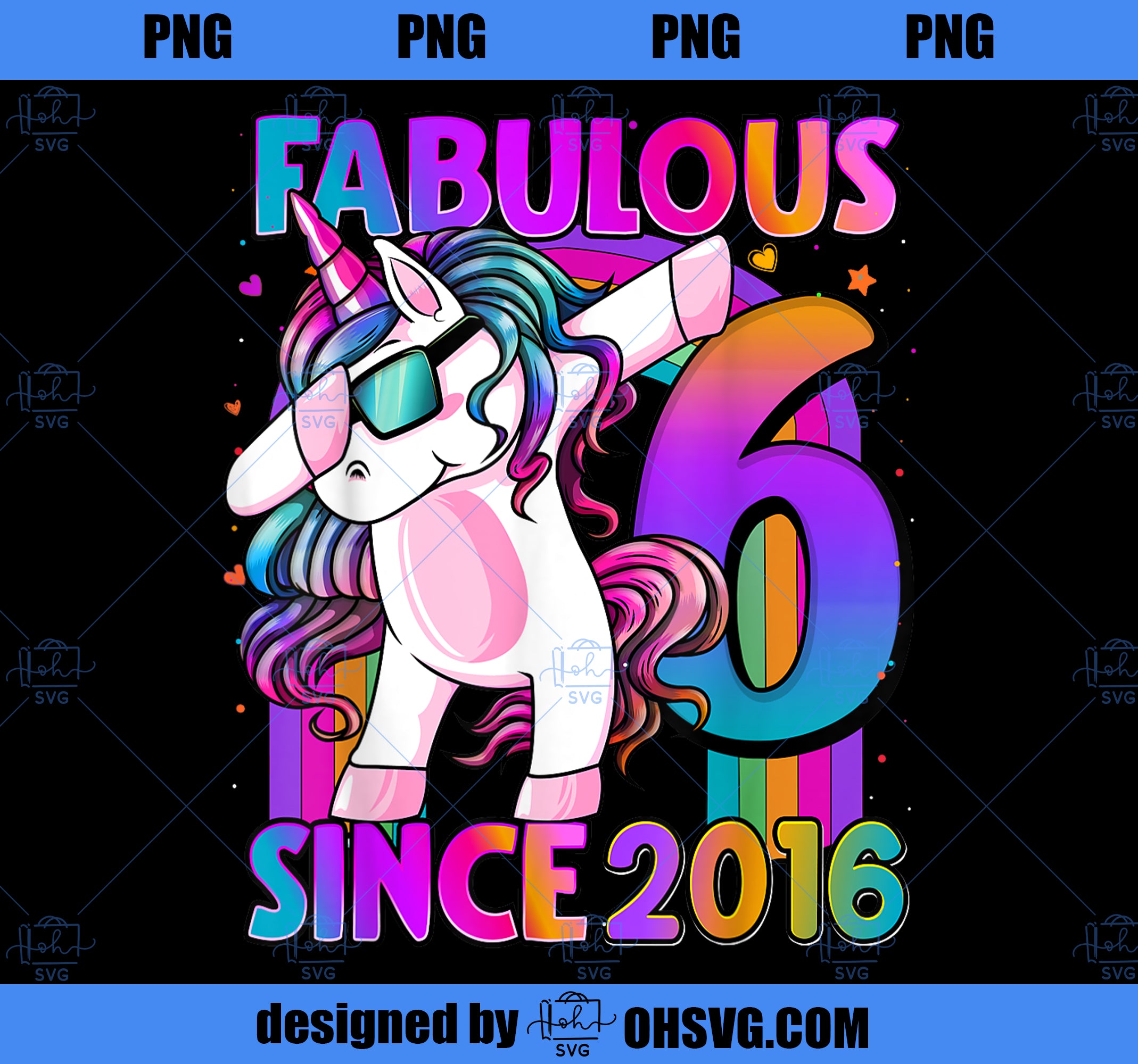 6 Years Old Unicorn Dabbing 6th Birthday Girl Unicorn Party PNG, Magic ...