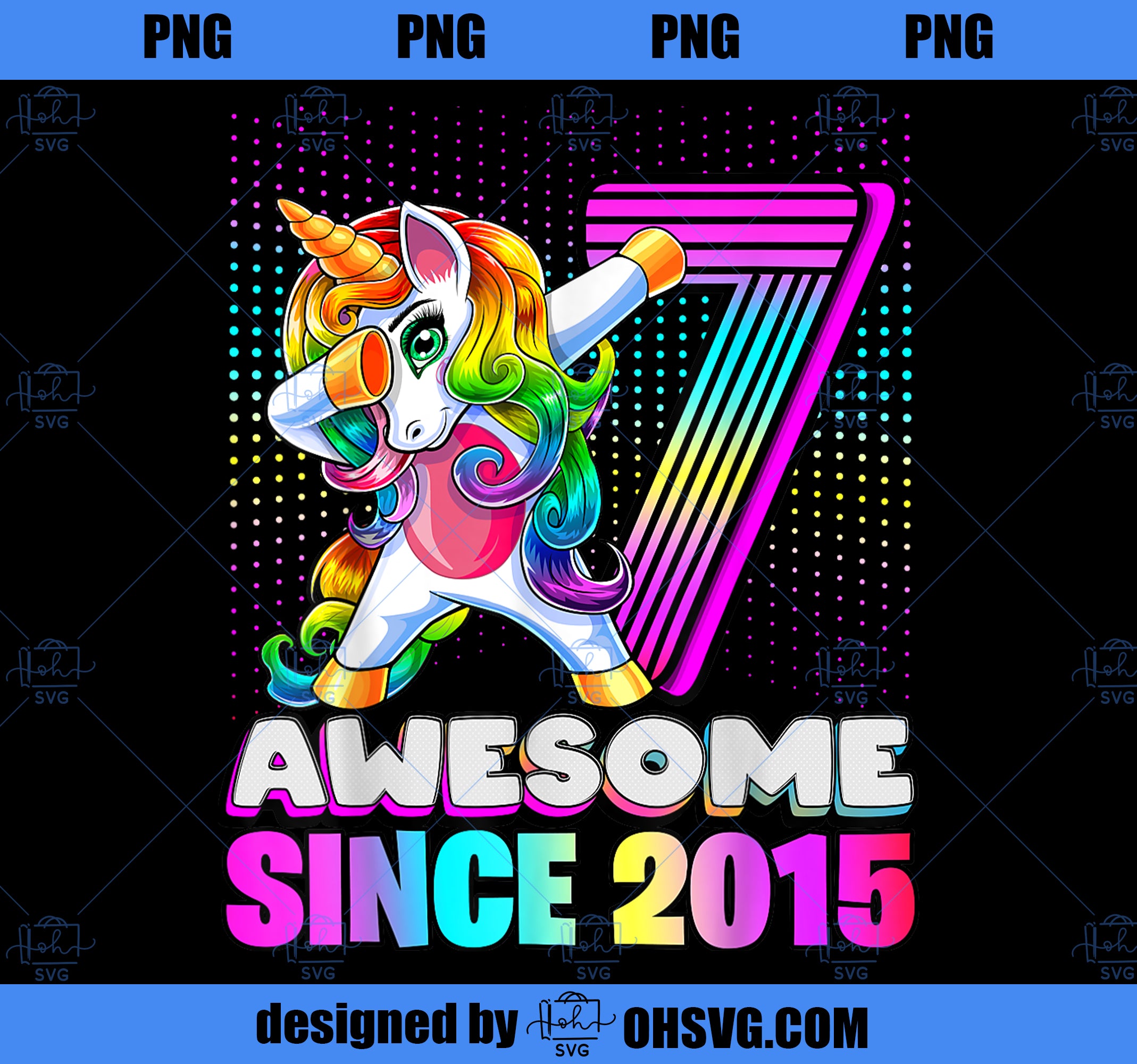 7 Awesome Since 2015 Dabbing Unicorn 7th Birthday Girls 2 PNG, Magic U ...