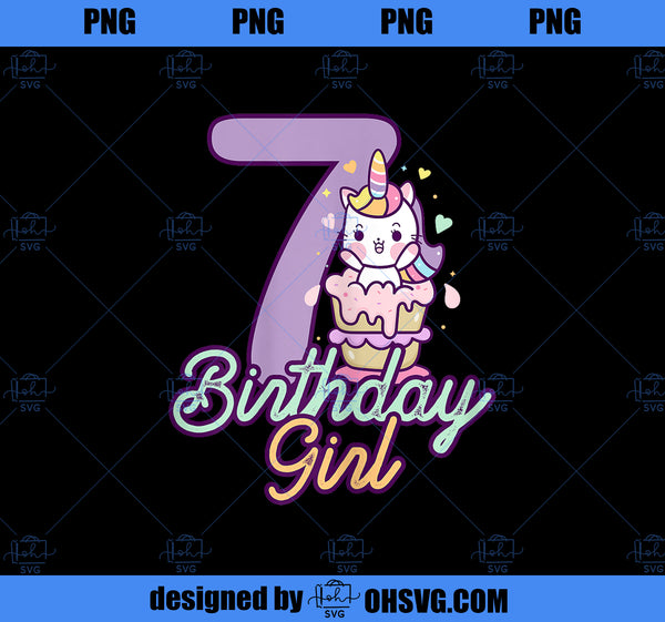 7 Years Old Birthday Girl Gifts Unicorn 7th Birthday 1 PNG, Magic Unic ...