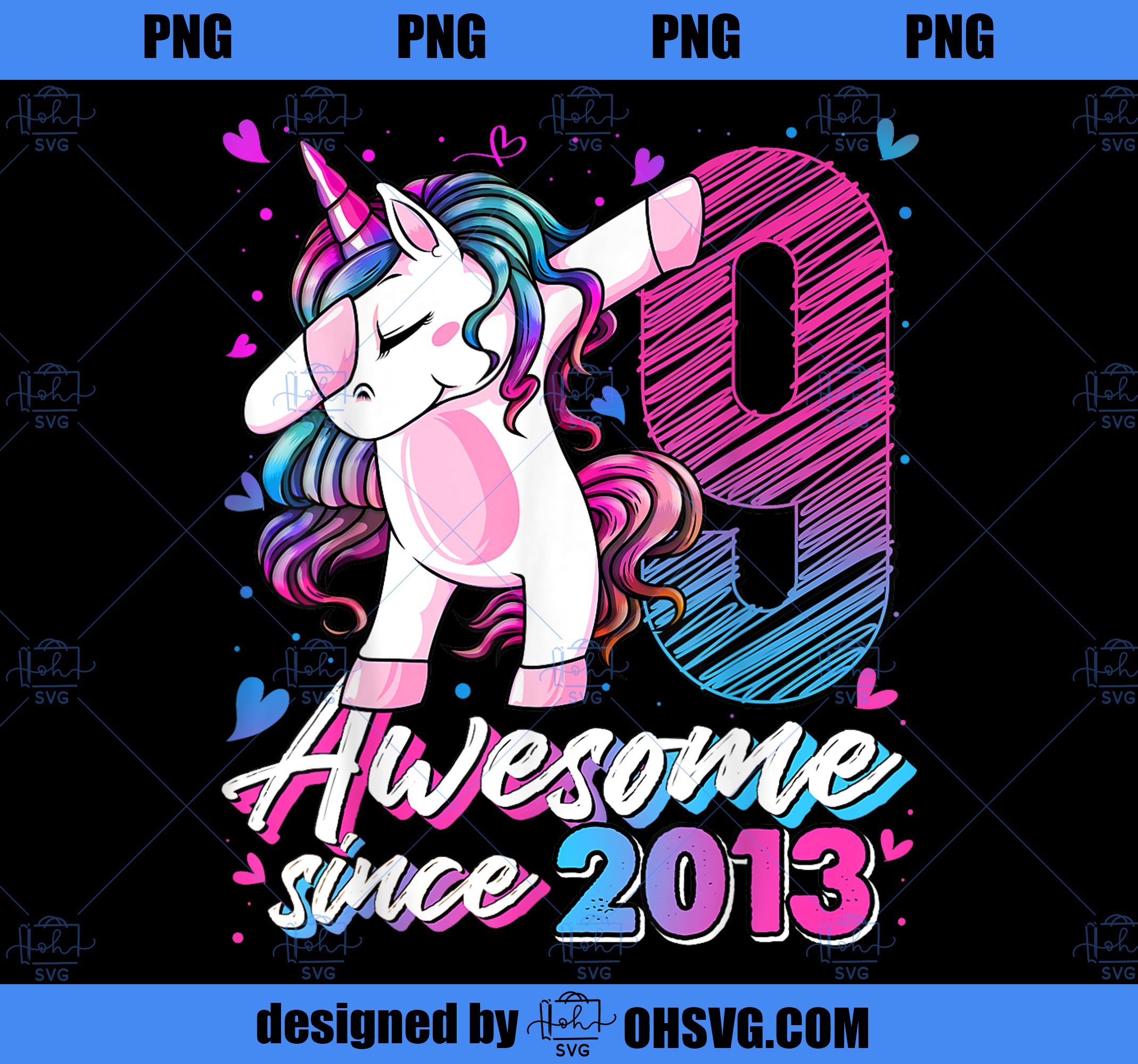 9 Years Old Gifts Unicorn Dabbing 9th Birthday Girl Unicorn PNG, Magic – ohsvg