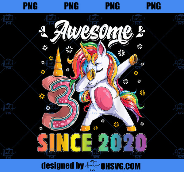 Awesome dabbing unicorn birthday 3 year old Girl 3rd Bday PNG, Magic U - ohsvg