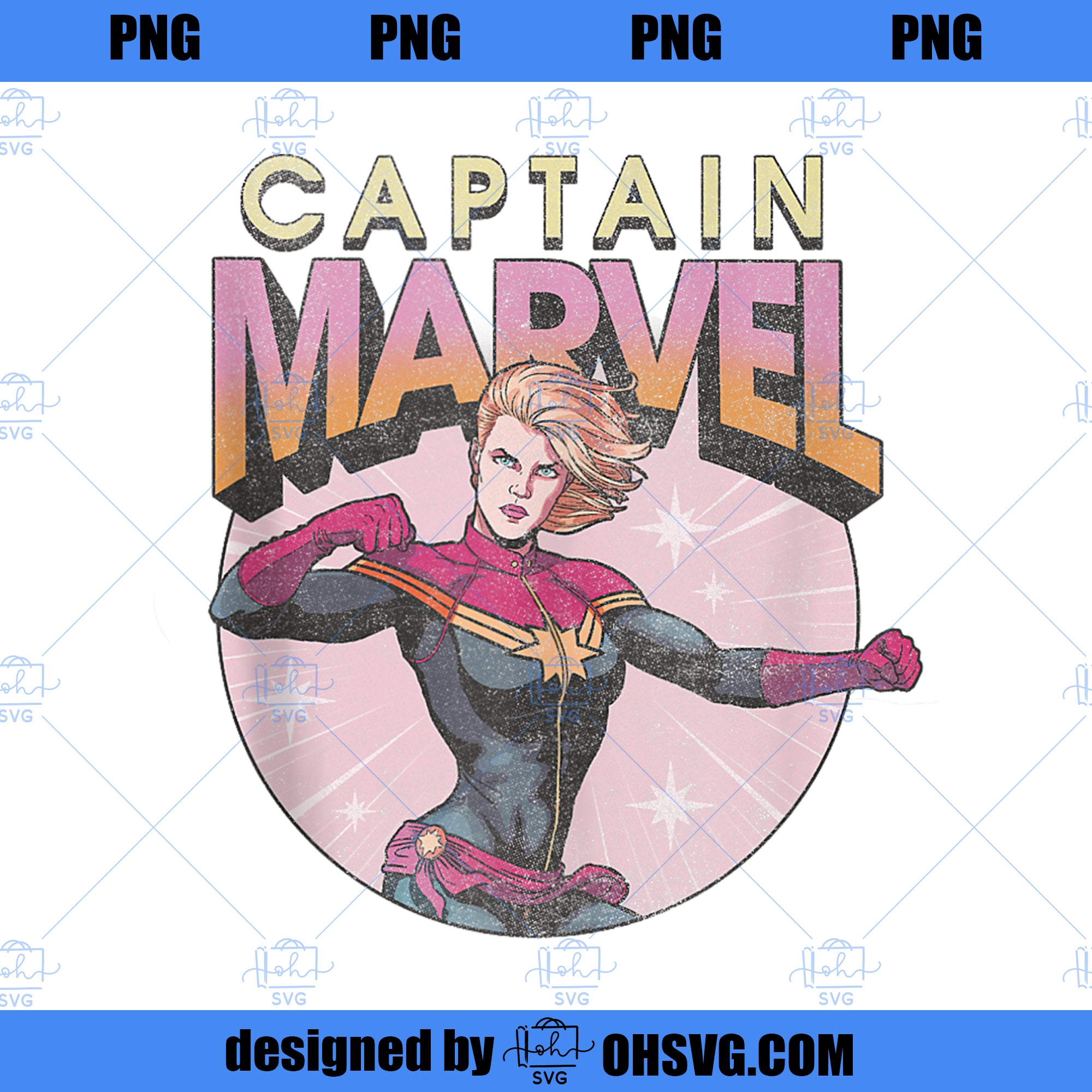 Captain Marvel Distressed Vintage Circle Logo PNG, Marvel PNG, Captain ...