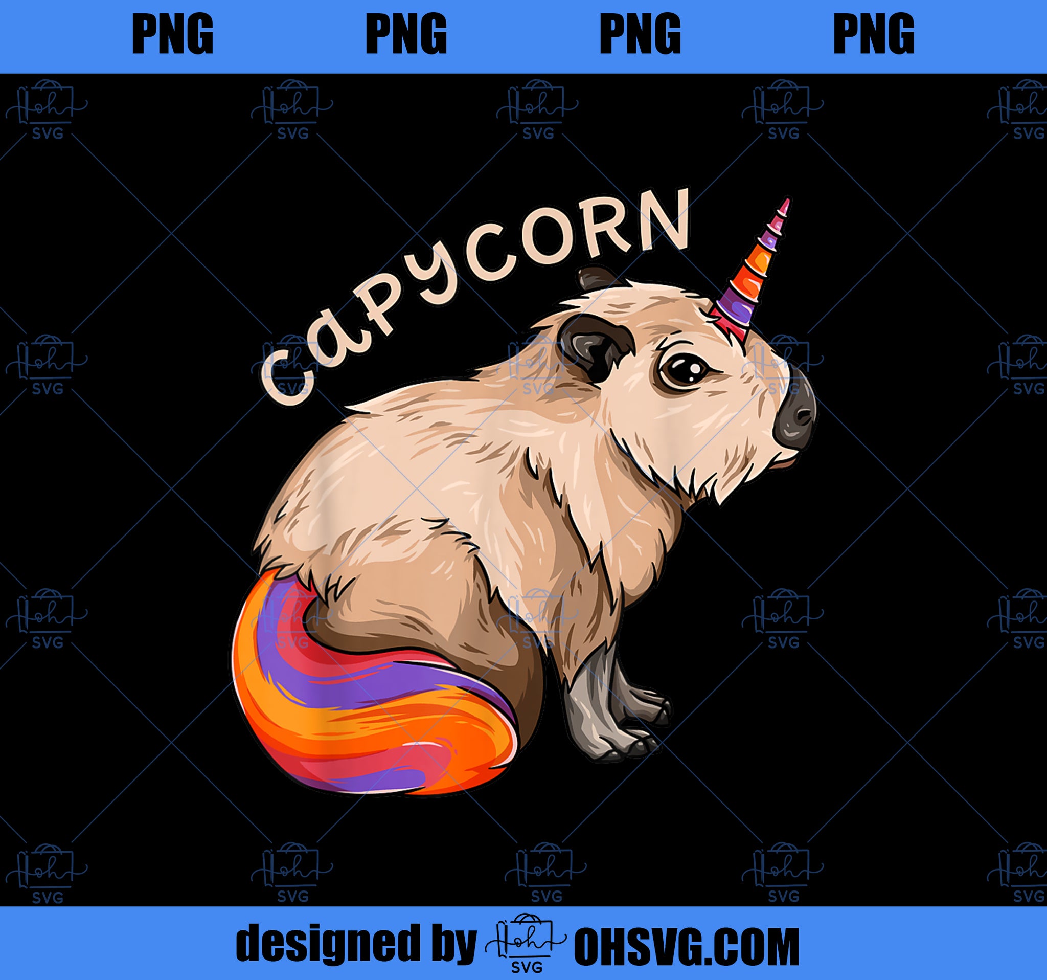 Capycorn Capybara Unicorn Cute Kawaii Rainbow Rodent PNG, Magic Unicor ...