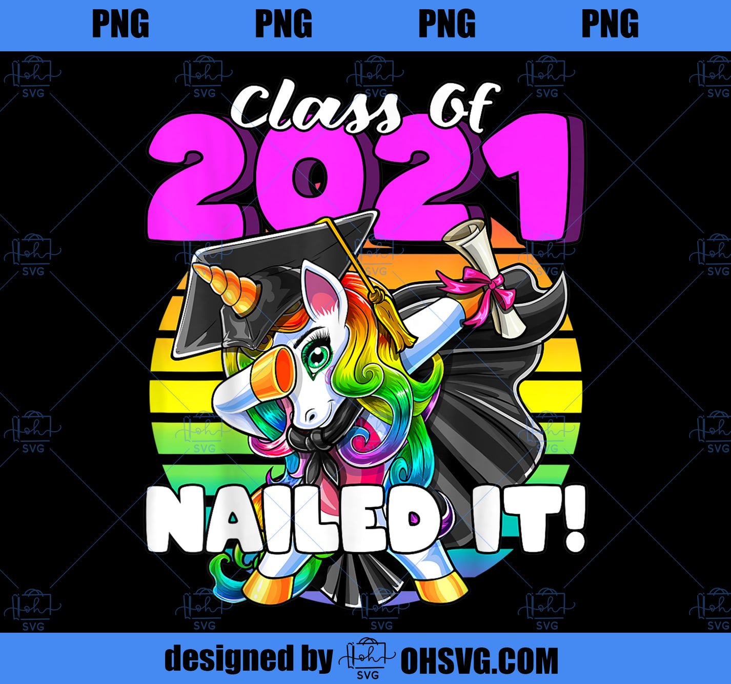 Class of 2021 Dabbing Unicorn Graduation Cap Gown Gift Girls PNG, Magi ...