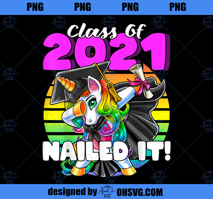 Class of 2021 Dabbing Unicorn Graduation Cap Gown Gift Girls PNG, Magi ...