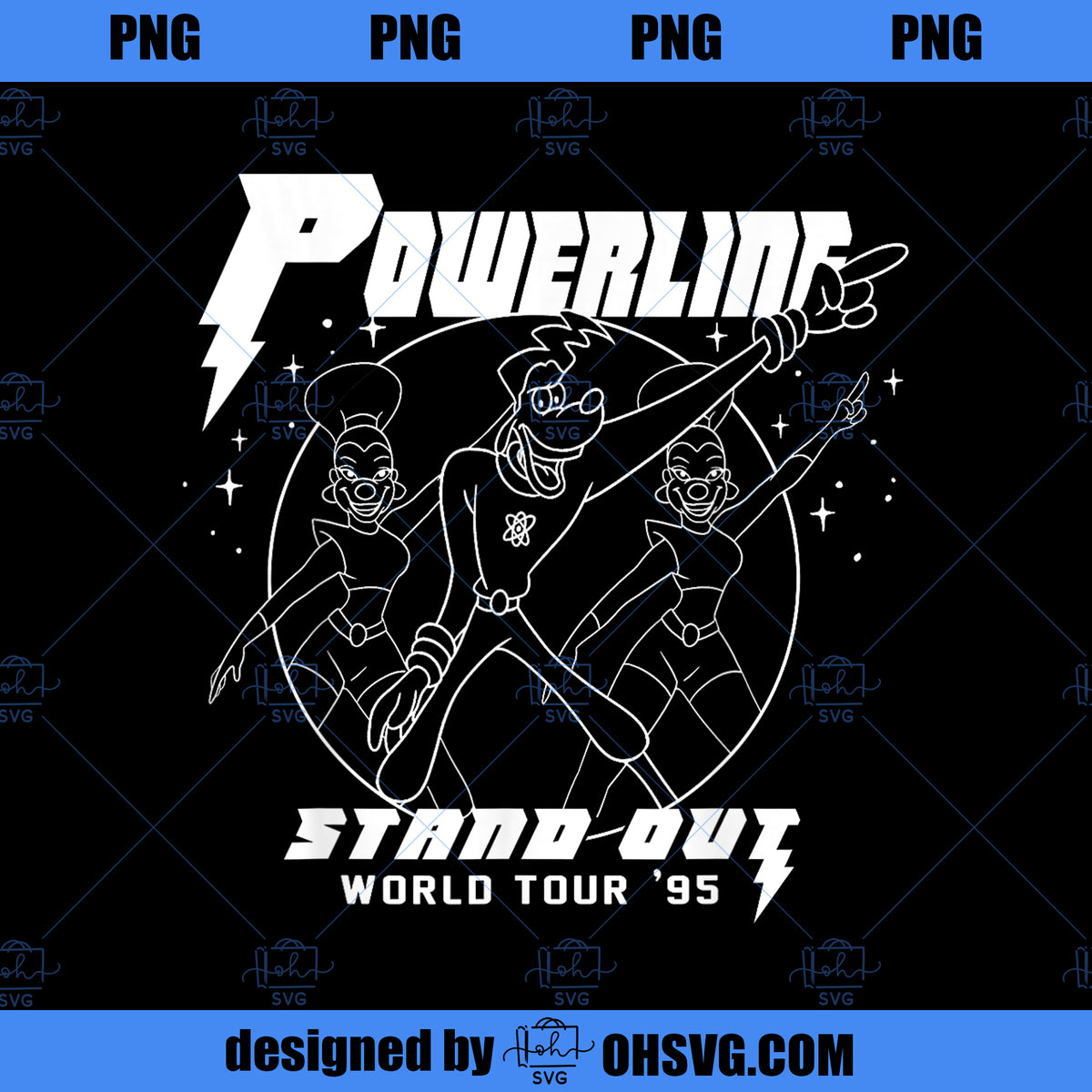 Disney A Goofy Movie Powerline World Tour Outline Poster PNG, Movies P ...
