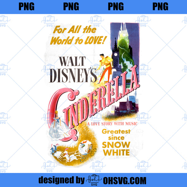 Disney Cinderella Vintage Movie Box Art Poster PNG Download, Movies PN ...