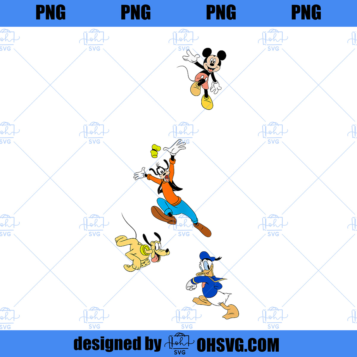 Disney Mickey And Friends Goofy Donald Falling Cartoon Icons PNG, Disn ...