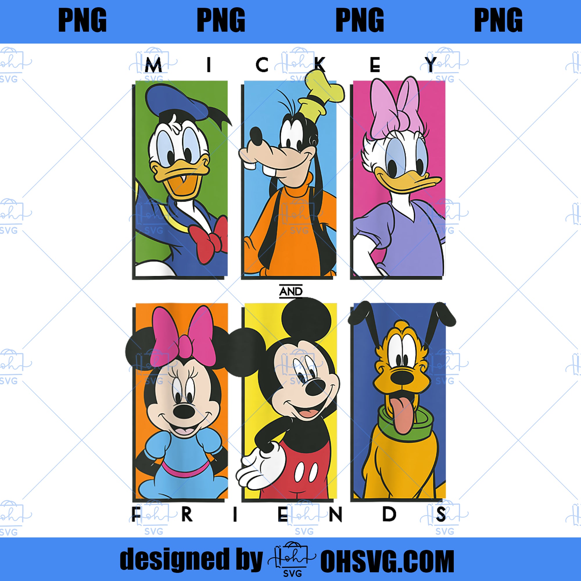 Disney Mickey And Friends Group Shot Panels PNG, Disney PNG, Mickey Fr ...