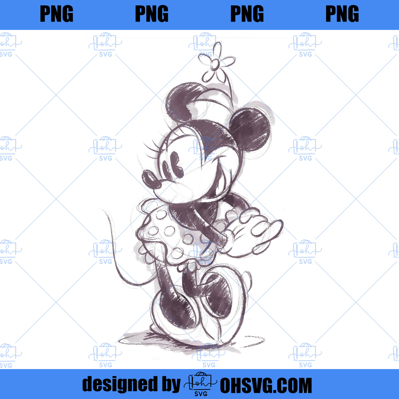 Disney Mickey And Friends Minnie Mouse Sketch Portrait PNG, Disney PNG ...
