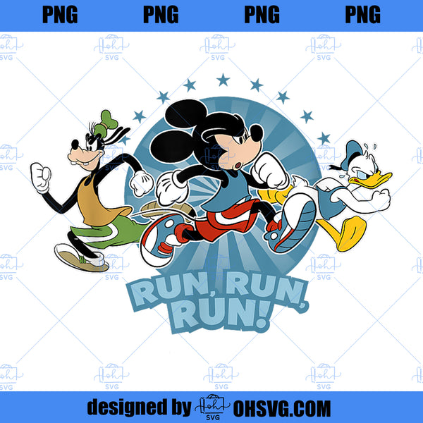 Disney Mickey Goofy and Donald Run Run Run Marathon Running PNG, Disne ...