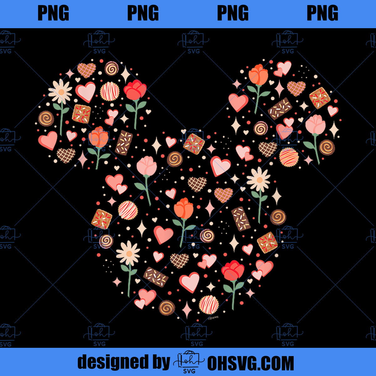 Disney Mickey Mouse Icon Fill Chocolates Flowers Hearts Love PNG, Disn ...