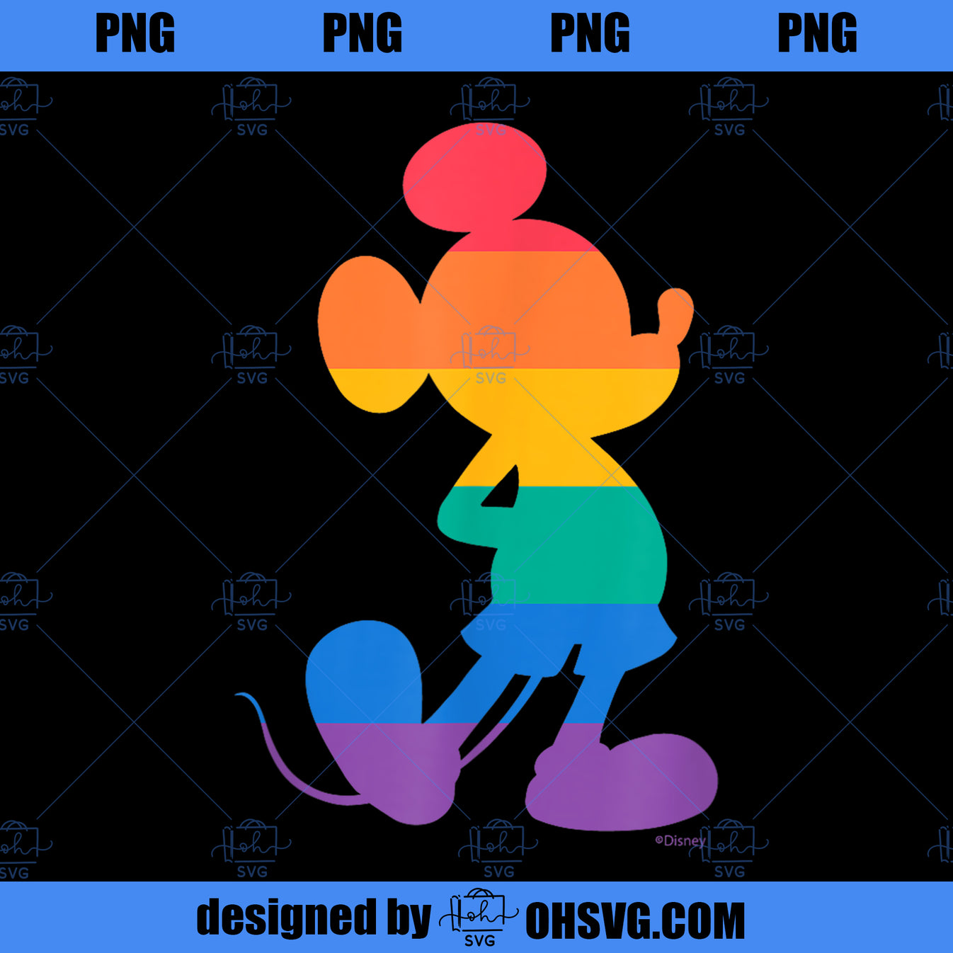 Disney Mickey Mouse Pride Classic Pose Rainbow Icon Fill PNG, Disney P ...
