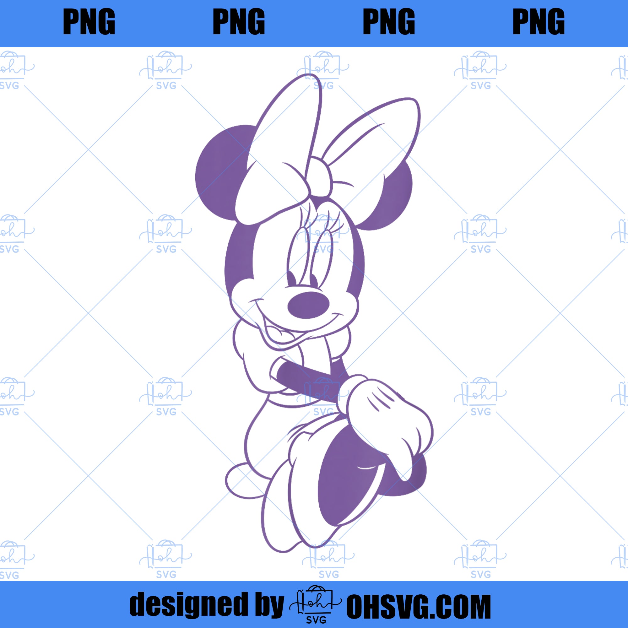 Disney Minnie Mouse Sitting Pose Purple Outline Portrait PNG, Disney P ...