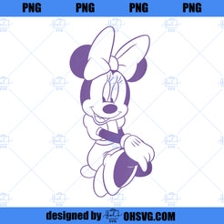 Disney Minnie Mouse Sitting Pose Purple Outline Portrait PNG, Disney P ...