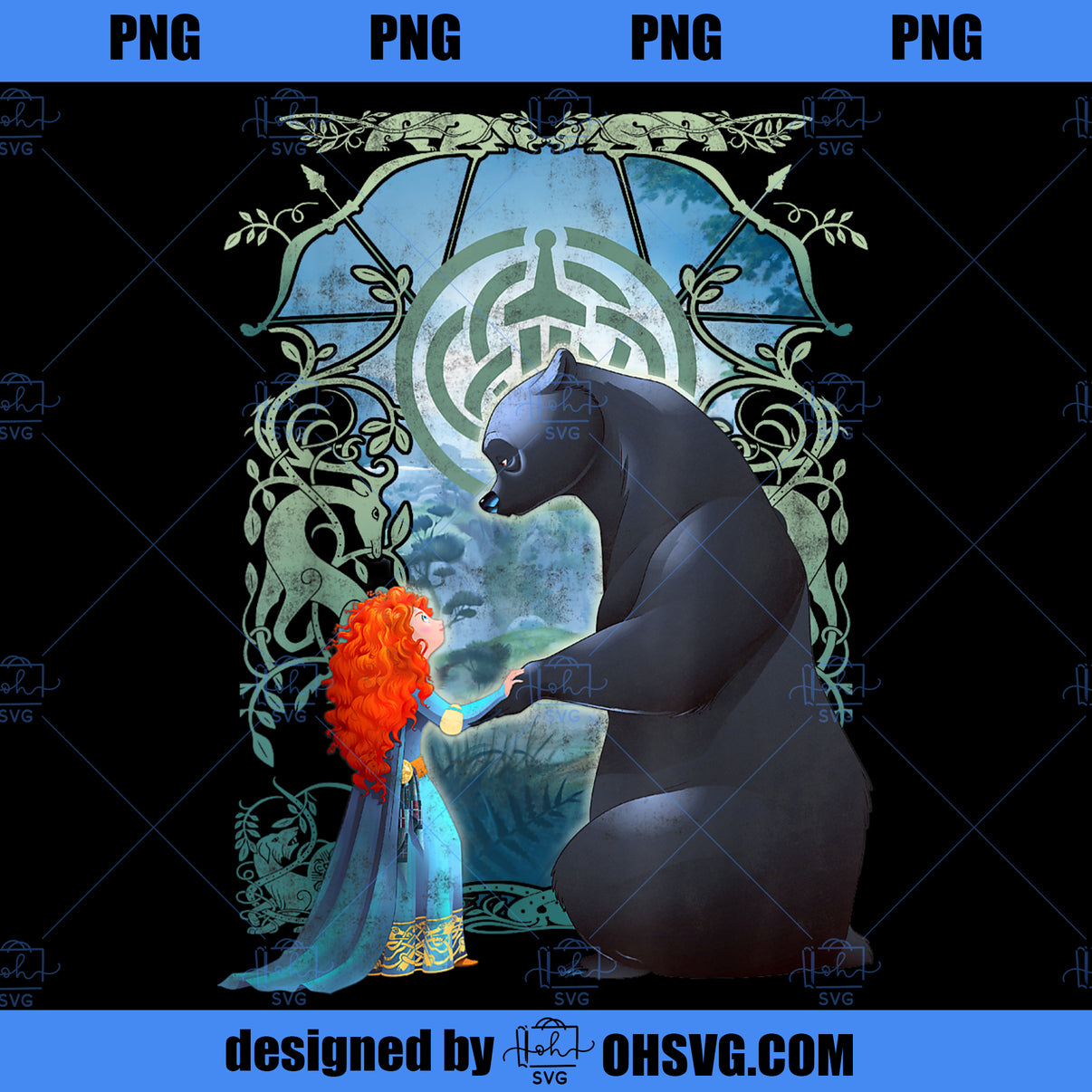 Disney Pixar Brave Merida And Bear Profile Portrait PNG, Disney PNG, B ...