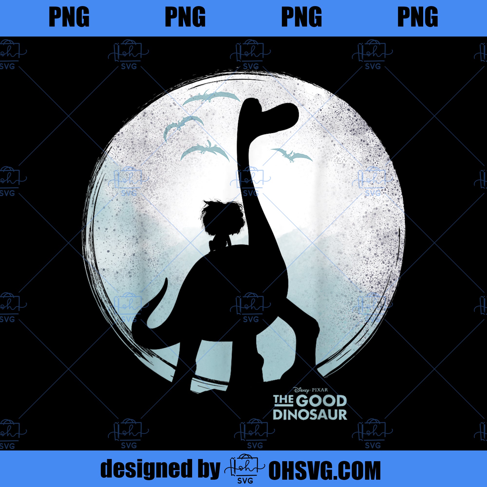 Disney Pixar The Good Dinosaur Moon Silhouette Movie Logo PNG Download ...