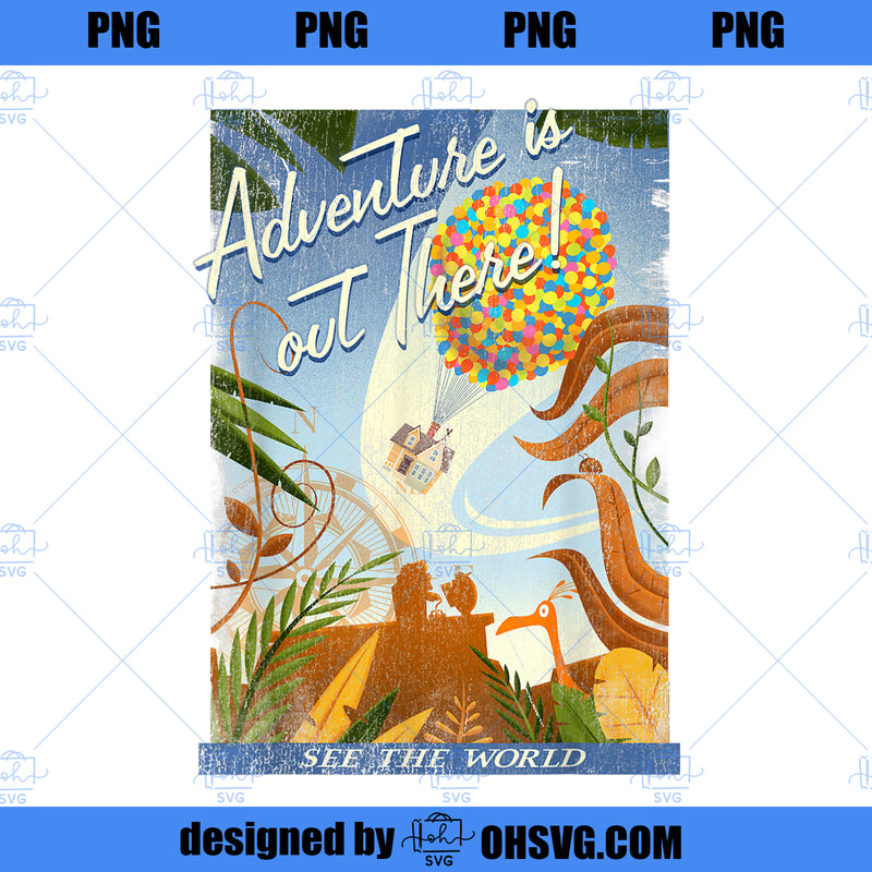 Disney Pixar Up Poster Distressed Vintage Graphic PNG, Disney PNG, Dis ...