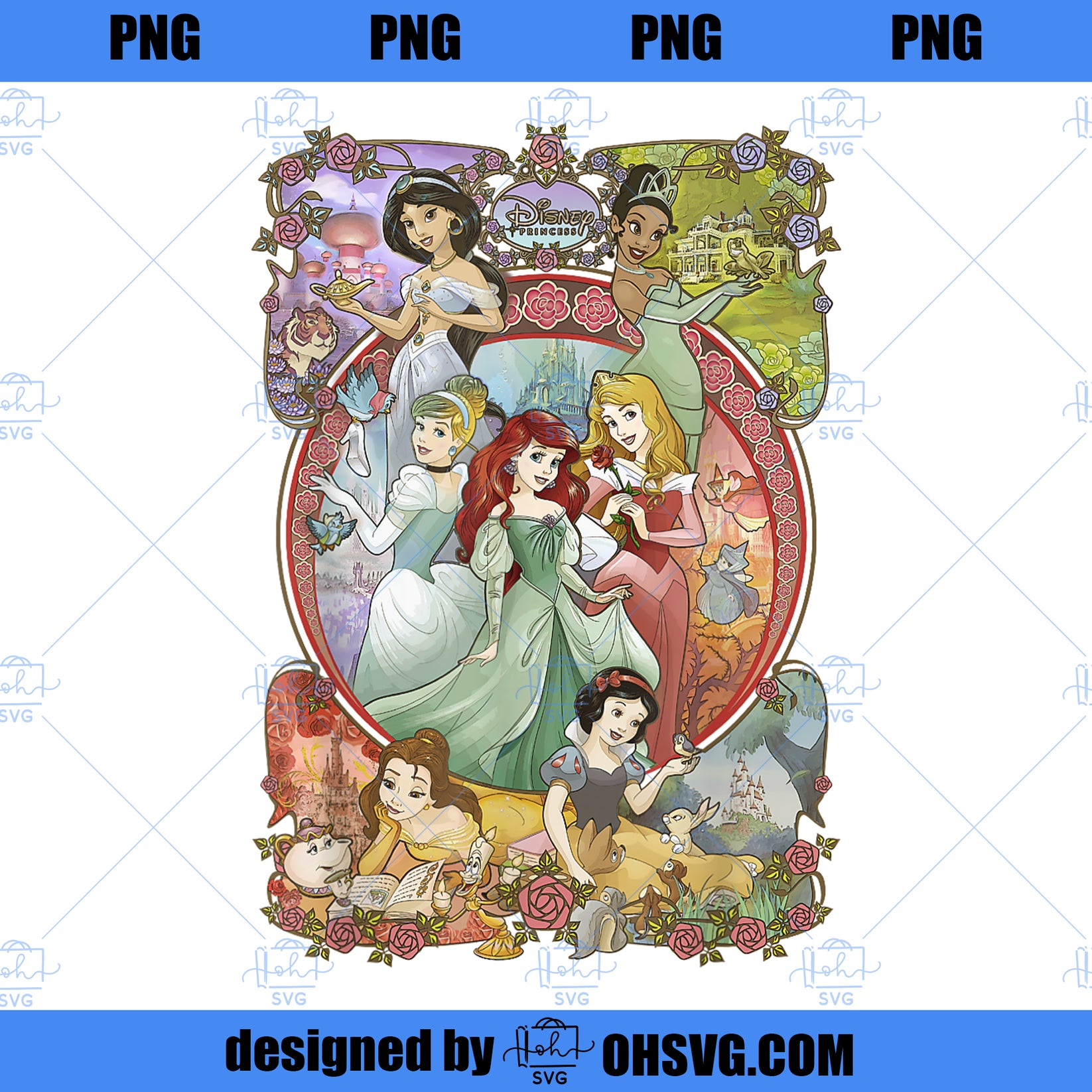 Disney Princess Classic Cartoon Group Collage PNG, Disney PNG, Disney ...