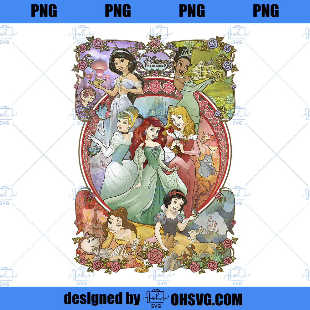 Disney Princess Classic Cartoon Group Collage PNG, Disney PNG, Disney ...
