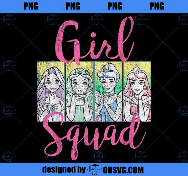 Disney Princess Girls Squad Group Shot Retro Graphic T-Shirt PNG, Disn ...