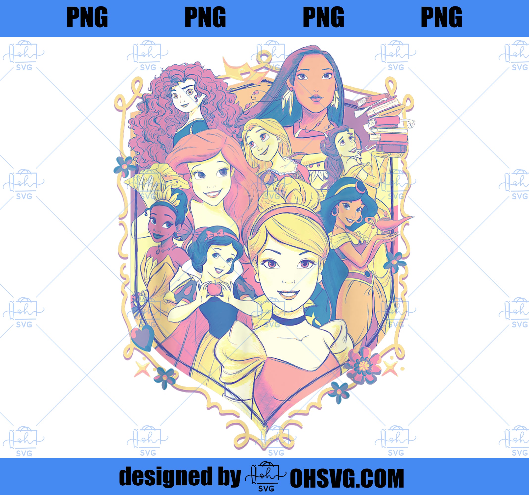 Disney Princess Pastel Group Shield Logo PNG, Disney PNG, Princess PNG ...