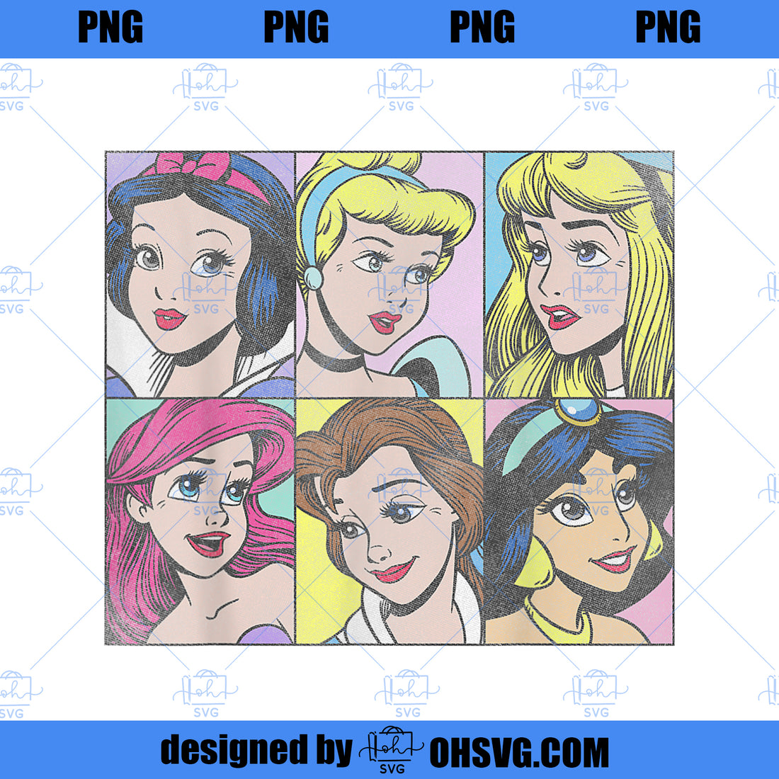 Disney Princess Pop Art Portraits Box Up PNG, Disney PNG, Disney Princ ...