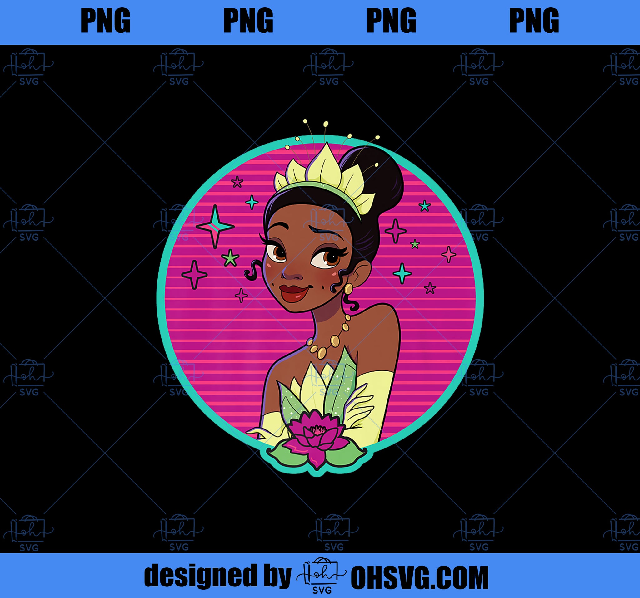 Disney Princess Tiana 80s Glamour Portrait Premium PNG, Disney PNG, Pr ...