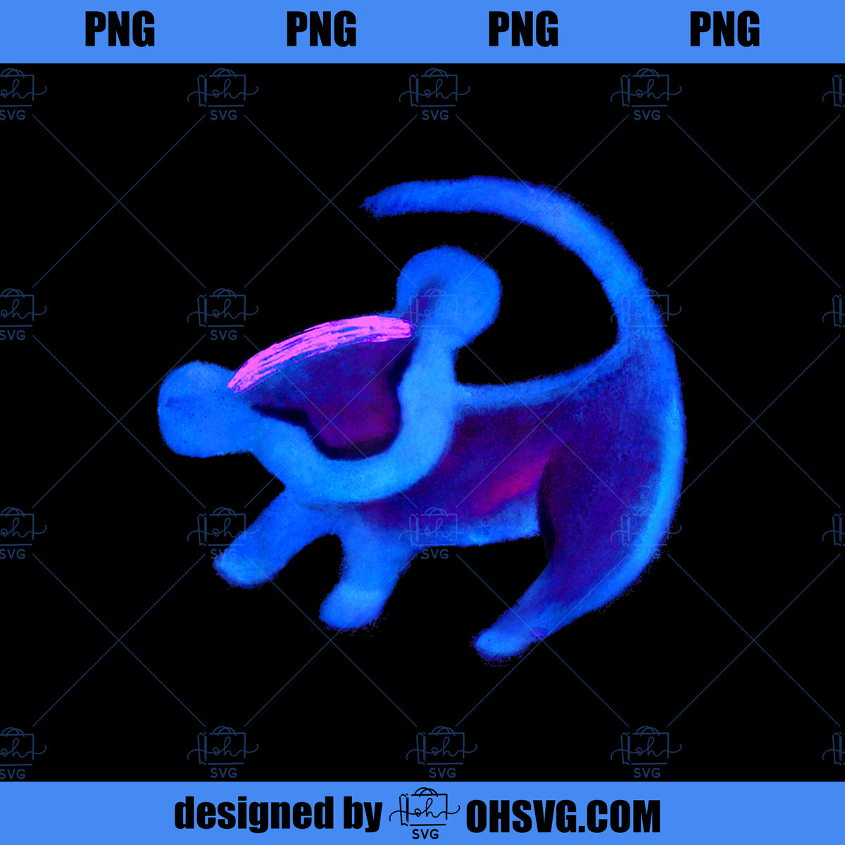 Disney The Lion King Simba Cave Painting Blue Hue PNG, Disney PNG, The ...