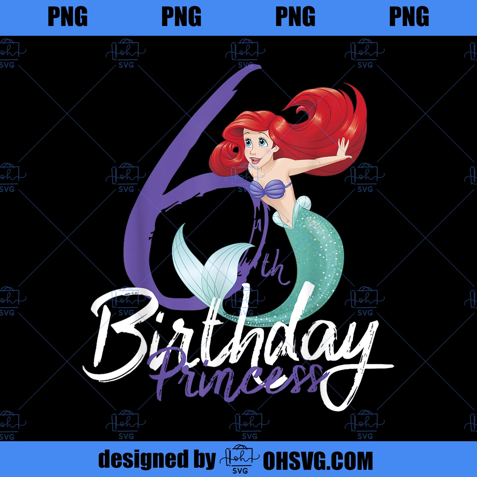 Disney The Little Mermaid Ariel 6th Birthday Princess Pose PNG, Disney ...