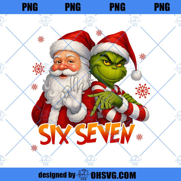 Funny Santa Grinch Six Seven Meme PNG, Christmas Viral Joke (Digital F ...