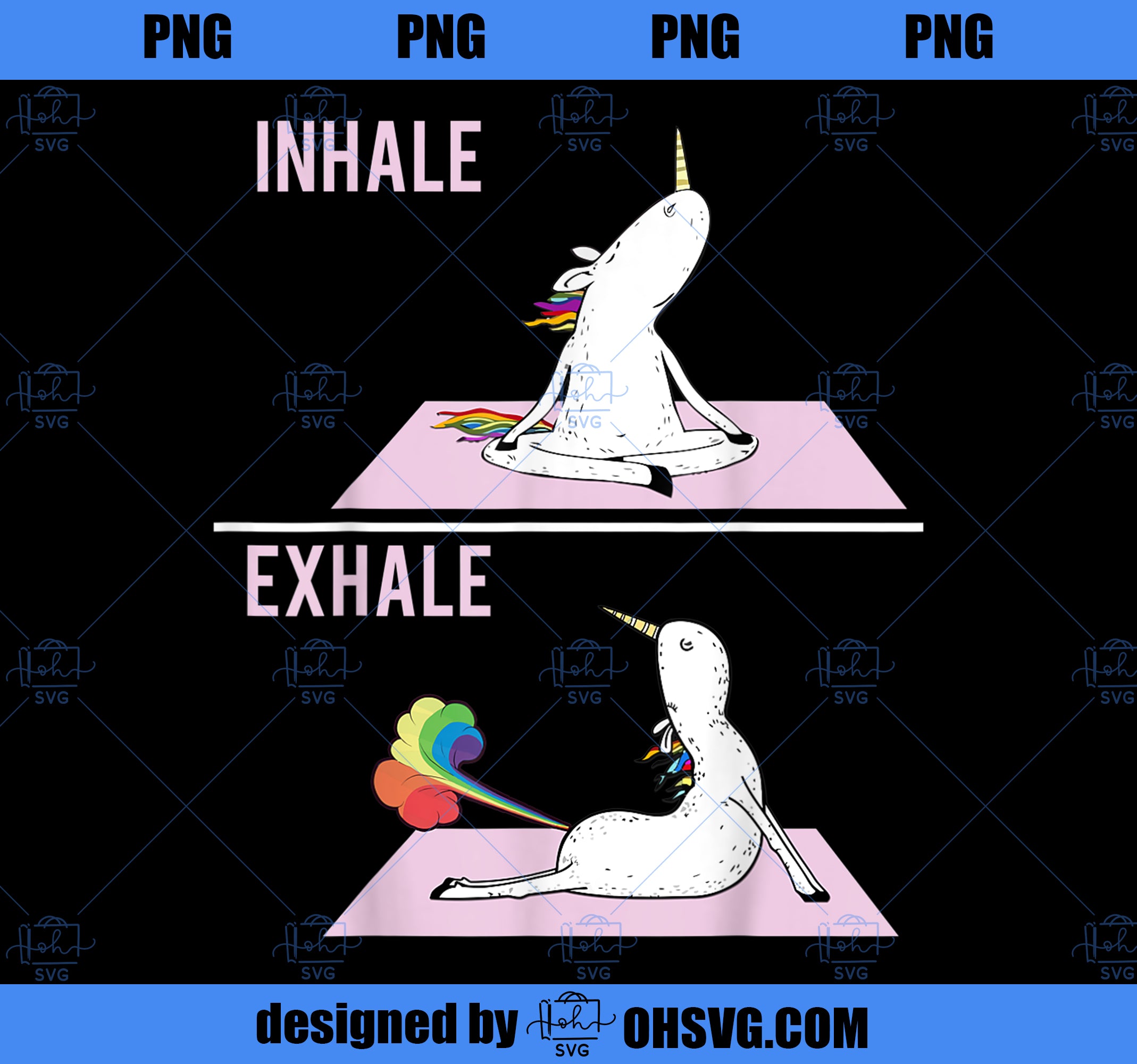 Funny Unicorn Yoga Pose Inhale Exhale Farting Unicorn PNG, Magic Unico ...