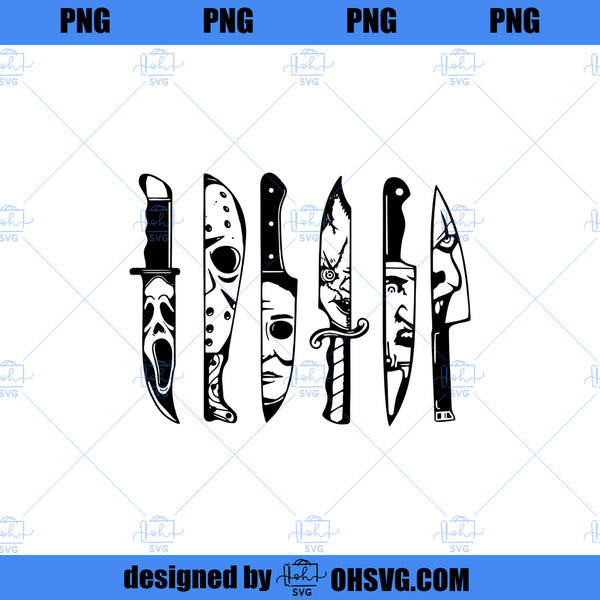 Horror Movie Characters in Knives Funny Halloween Films PNG Download ...