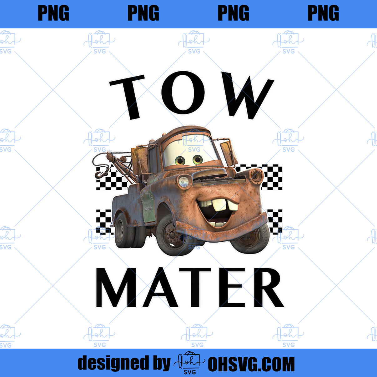Kids Disney Pixar Cars Tow Mater Race Happy Portrait Youth PNG, Disney ...