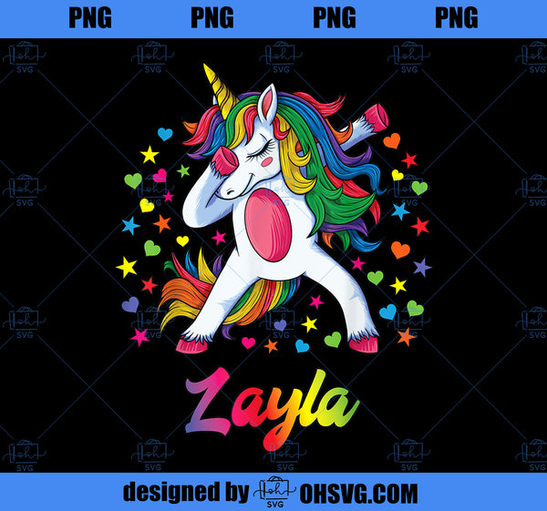 Layla Dabbing Unicorn Rainbow Personalized Name Custom PNG, Magic Unic ...