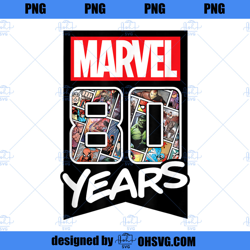 Marvel 80 Years of Comics Anniversary PNG, Marvel PNG, Marvel 80 PNG ...