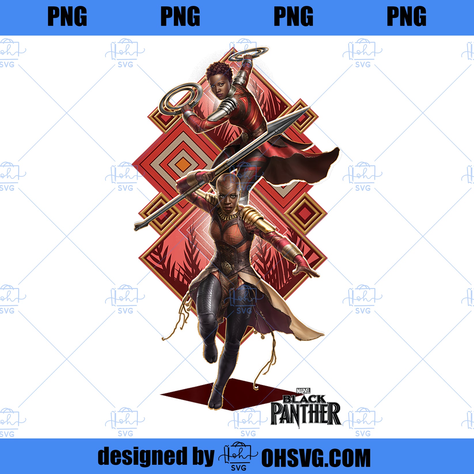 Marvel Black Panther Movie Okoye Nakia Diamond Pose PNG, Marvel PNG, B ...