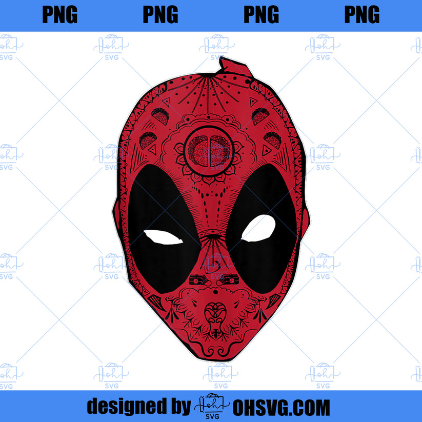Marvel Deadpool Sugar Skull Style Mask Portrait PNG, Marvel PNG, Marve ...
