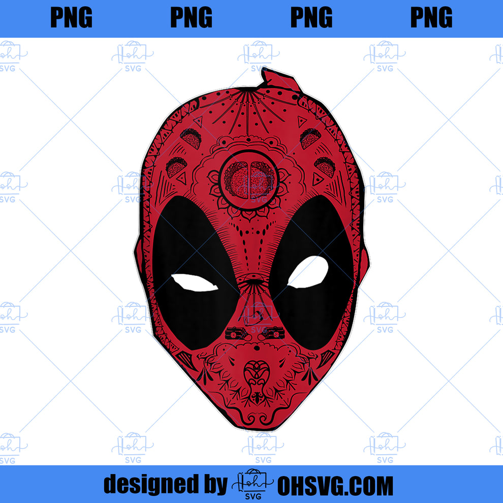 Marvel Deadpool Sugar Skull Style Mask Portrait PNG, Marvel PNG, Marve ...