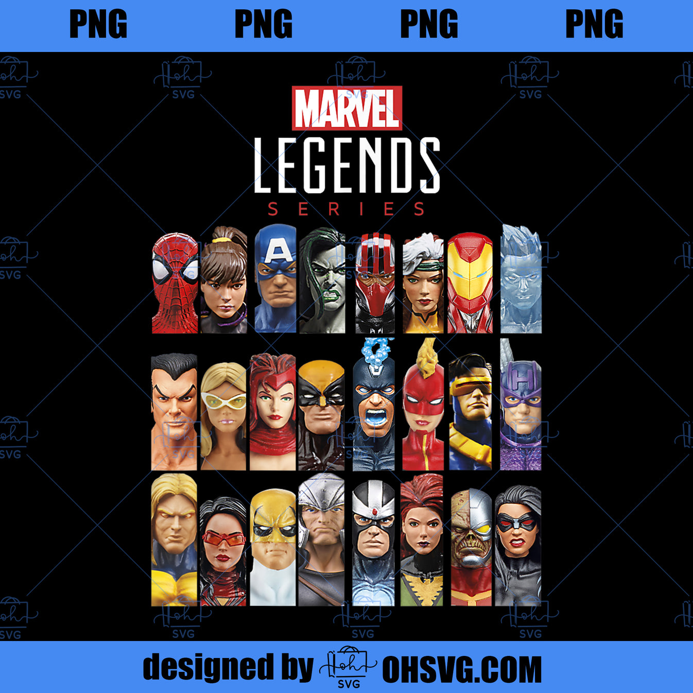 Marvel Legends Series Hero Head Shots Poster PNG, Marvel PNG, Marvel L ...