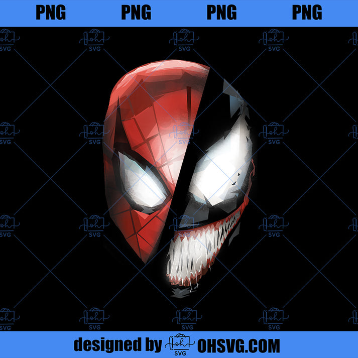Marvel SpiderMan Venom Face Mask Split Low Poly Portrait PNG, Marvel P ...