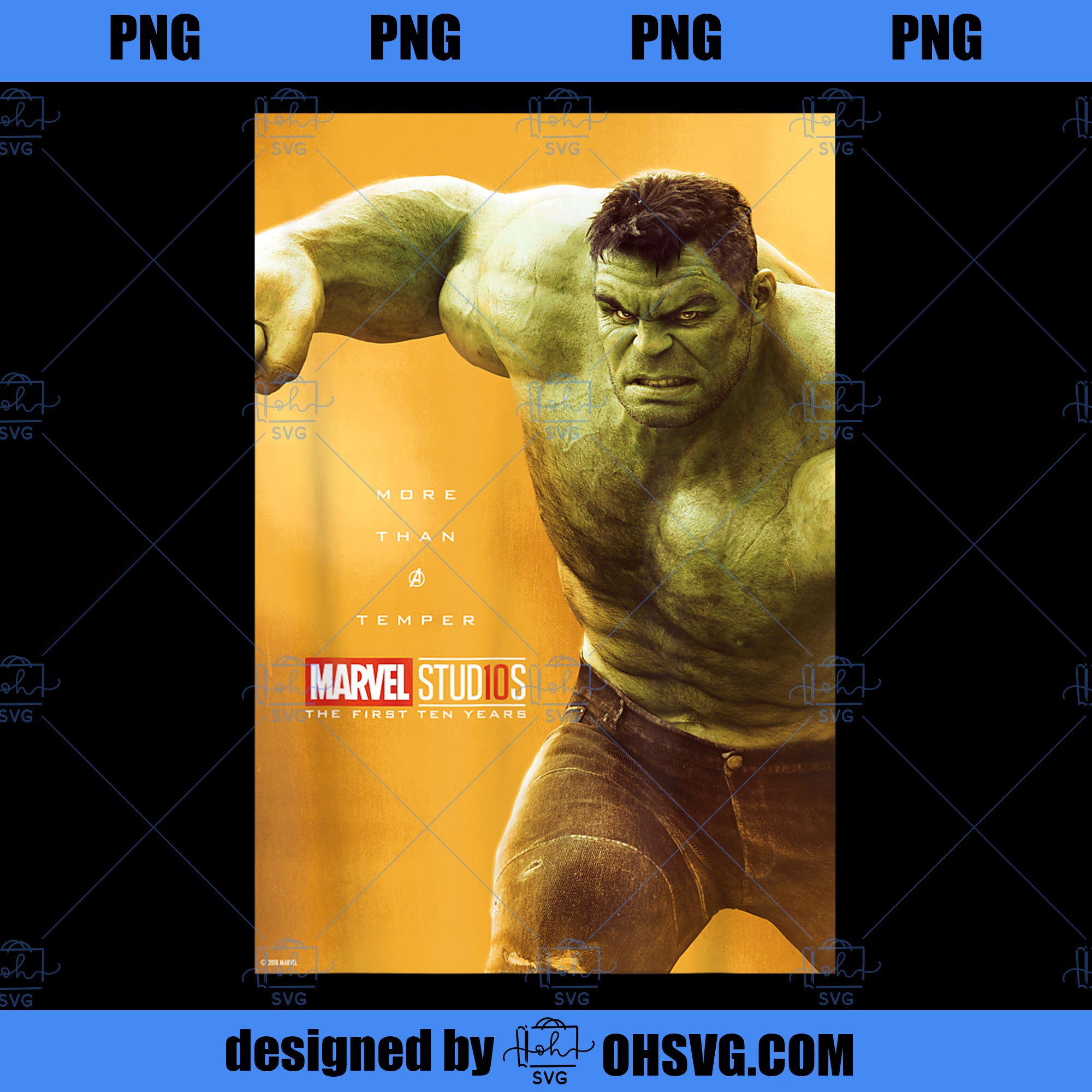 Marvel Studios 10 Years Hulk Poster Graphic PNG, Marvel PNG, Hulk PNG ...