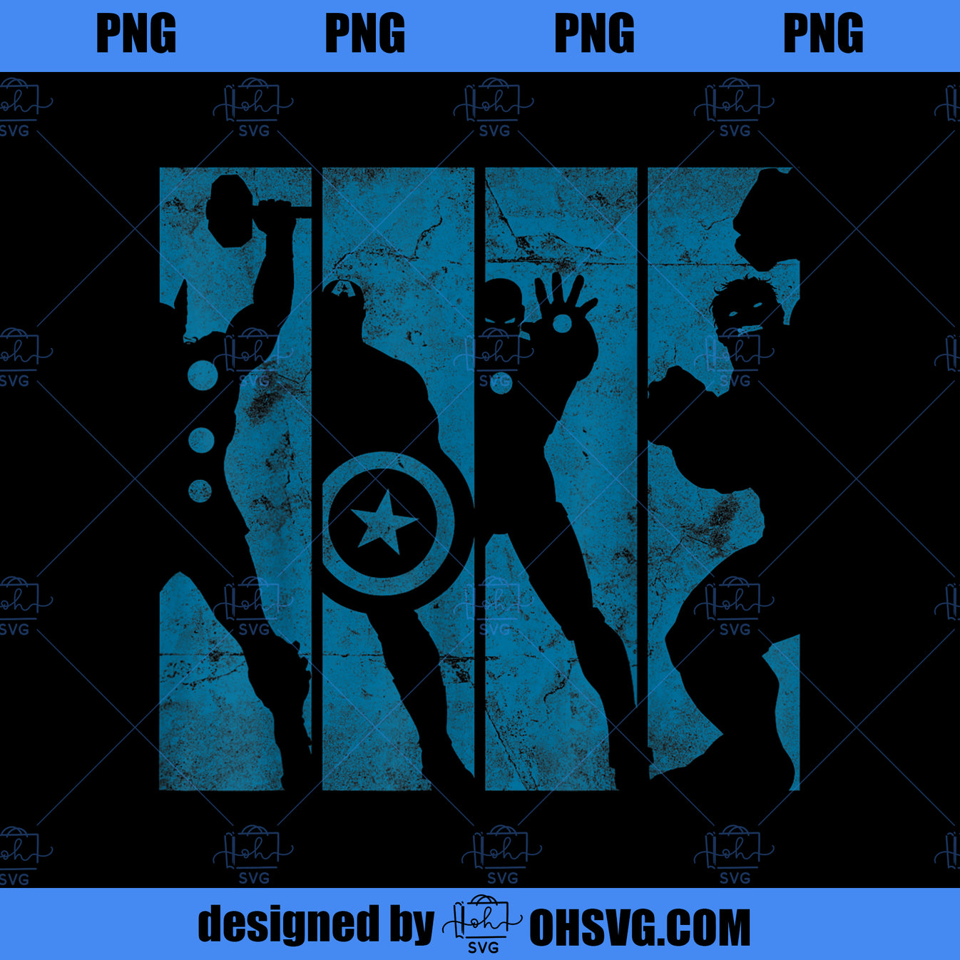 Marvel The Avengers Assemble Into Panel Silhouettes PNG, Marvel PNG, M ...