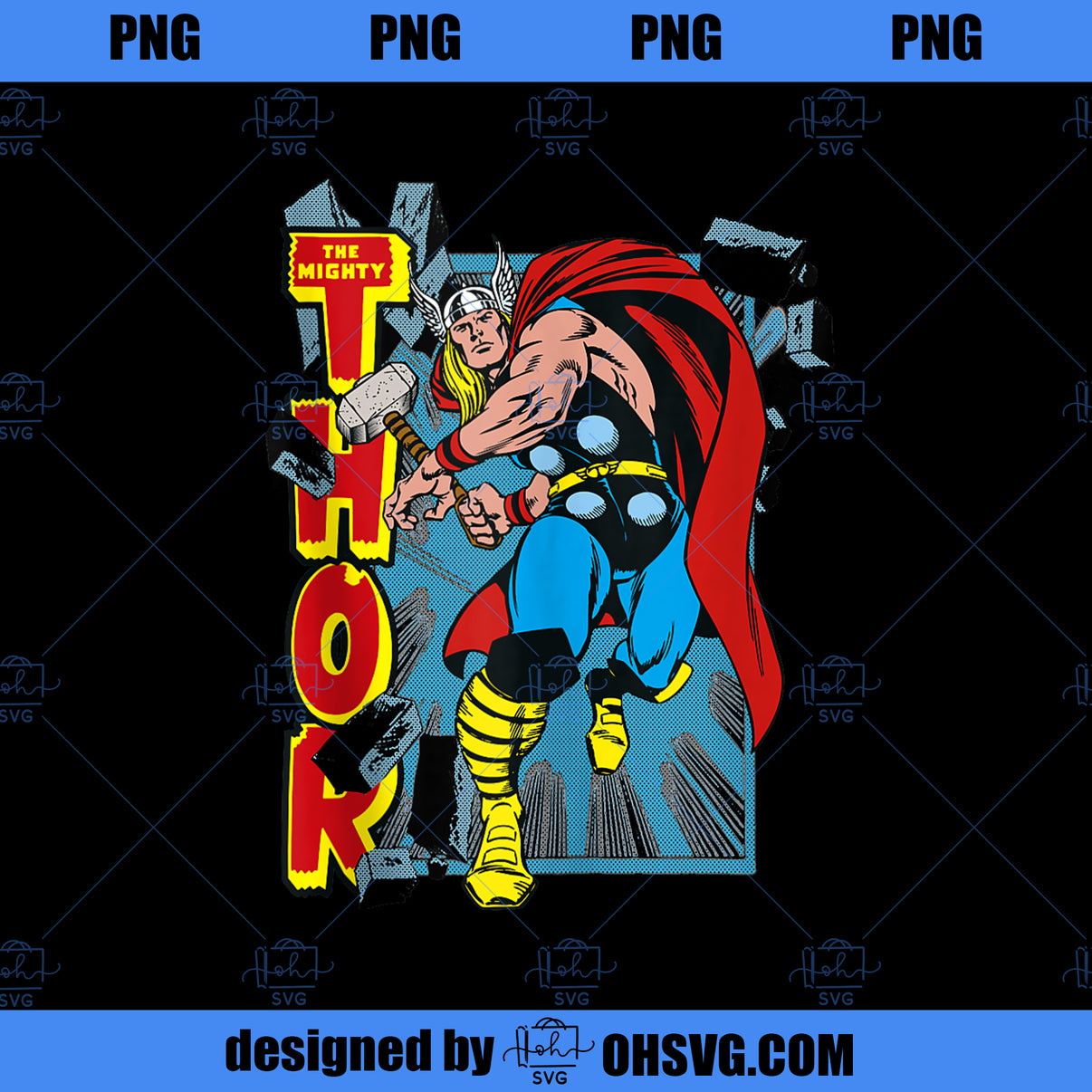 Marvel The Mighty Thor Retro Wall Smash Portrait Logo PNG, Marvel PNG ...