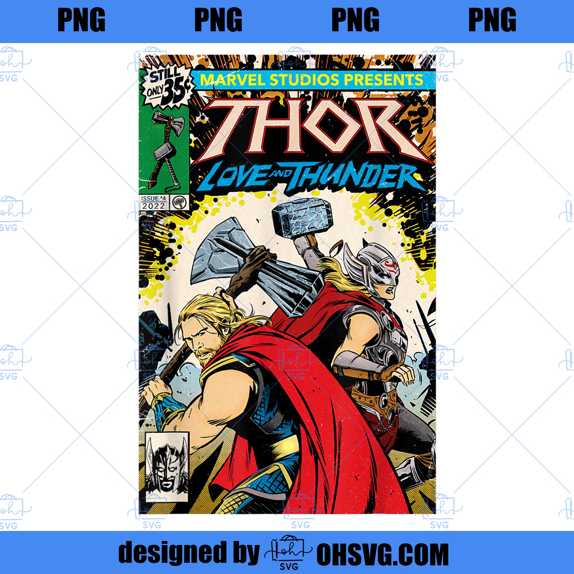 Marvel Thor Love and Thunder Thor And Jane Comic Cover PNG, Marvel PNG ...