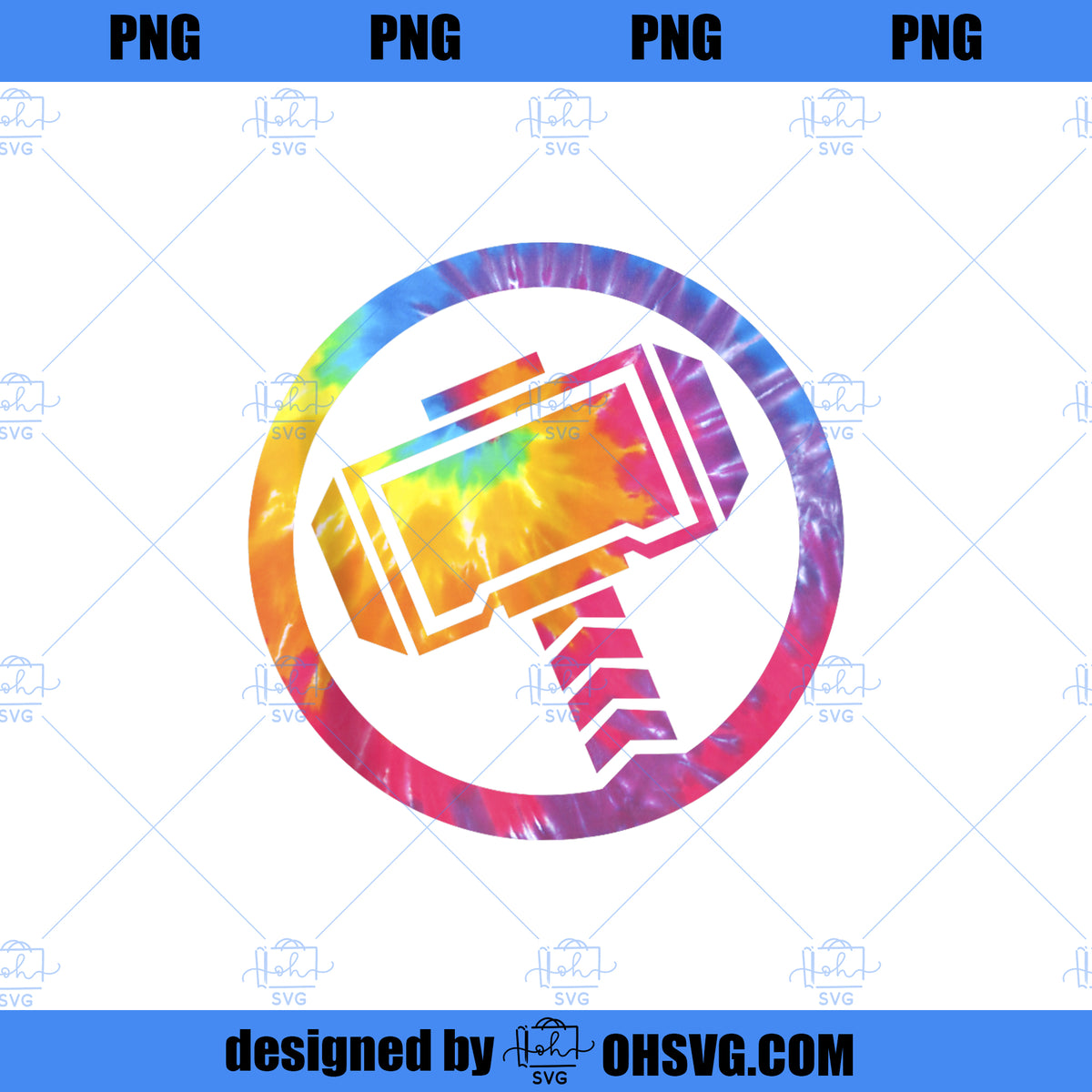 Marvel Thor Mjolnir Hammer TieDye Logo PNG, Marvel PNG, Marvel Thor PN ...