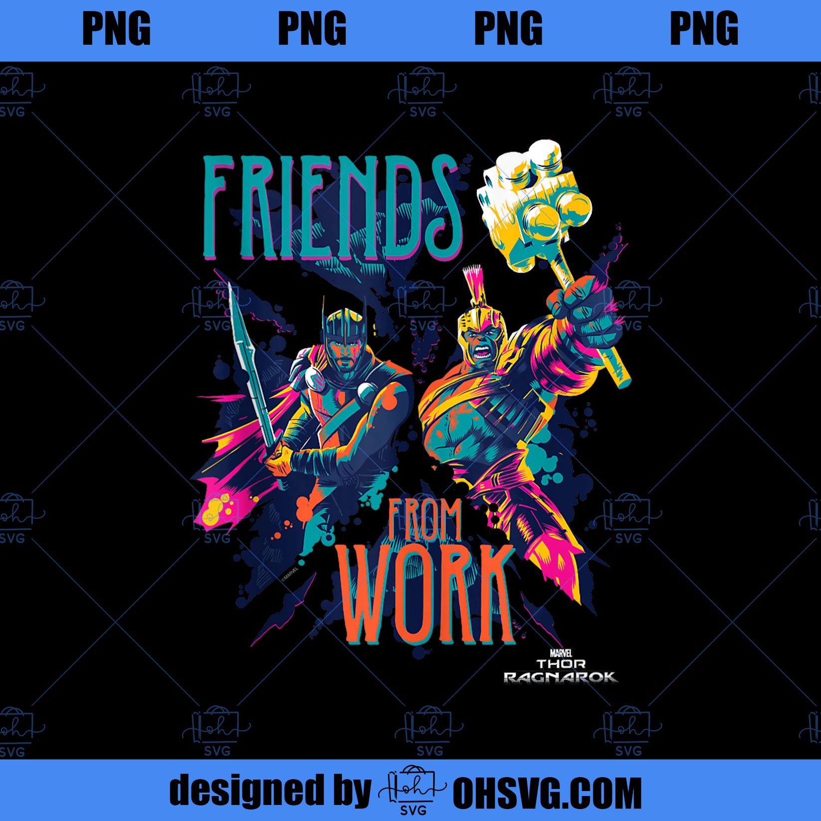 Marvel Thor Ragnarok Friends From Work Gradient Action Pose PNG, Marve ...